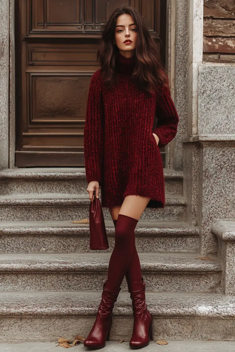 Mastering The Art Of Burgundy Tights Outfits :13 Looks – NeedleStar