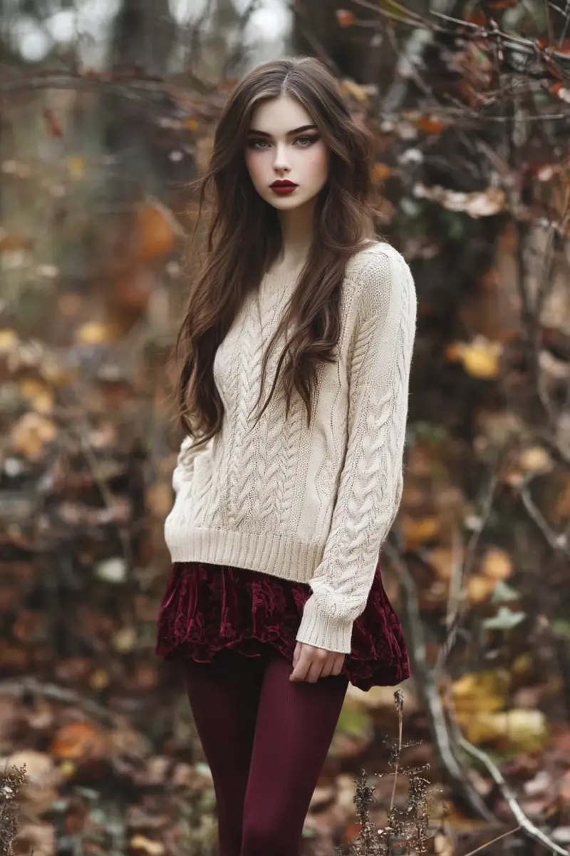 Mastering The Art Of Burgundy Tights Outfits :13 Looks – NeedleStar