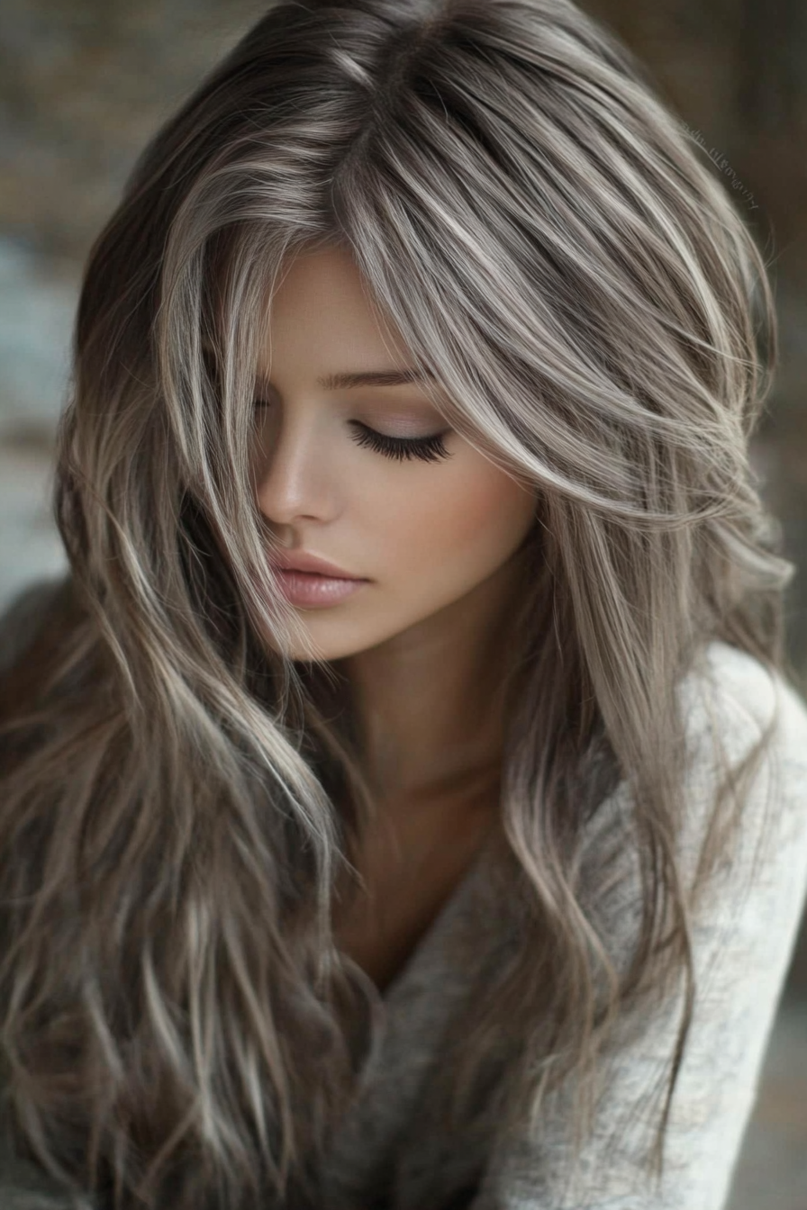 13 Chic Brown Hair with Silver Highlights Ideas: Fresh Hairstyles You ...
