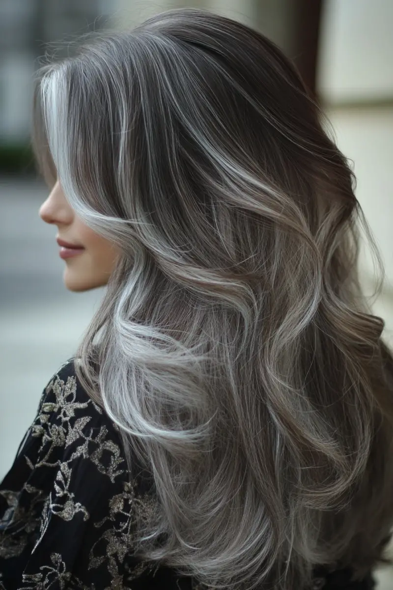 13 Chic Brown Hair with Silver Highlights Ideas: Fresh Hairstyles You ...